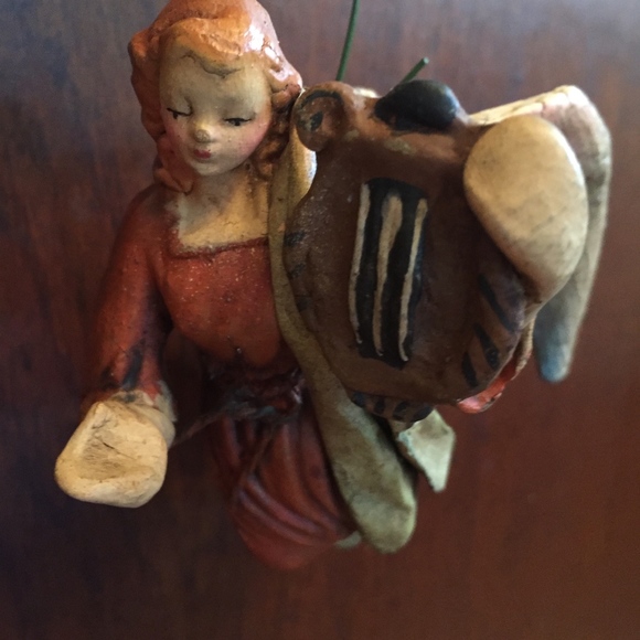 Holiday | Antique Paper Mache Cartapesta Angel With Harp | Poshmark